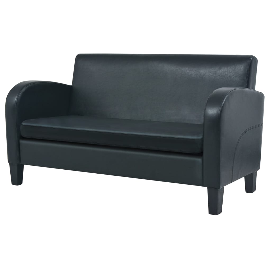 Dvivietė sofa, dirbtinė oda, juoda, 245587 | Delsa.lt